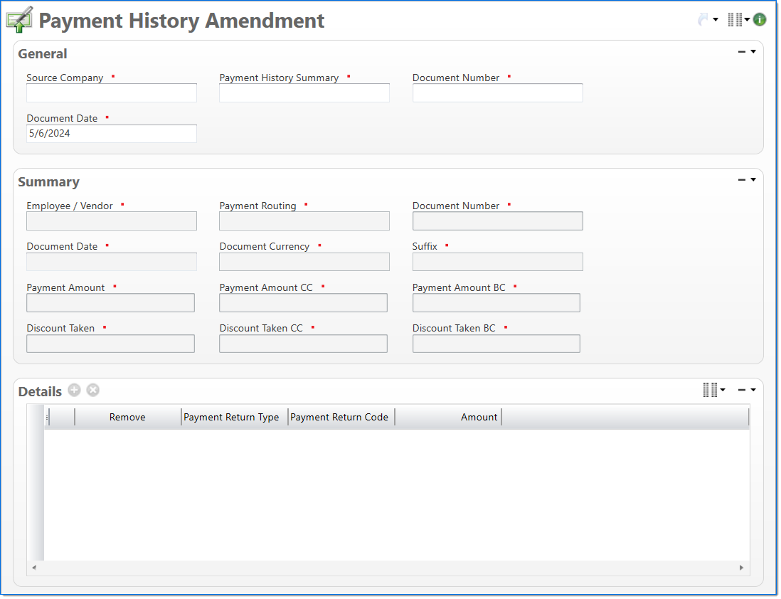 Payment History Amendment